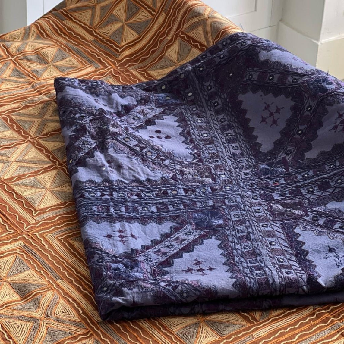 Deep Blue Bedspread with Mirrorwork – Suzie Bidlake
